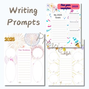 2025 New Year Resolutions Goal Setting Writing Prompts Activities ...