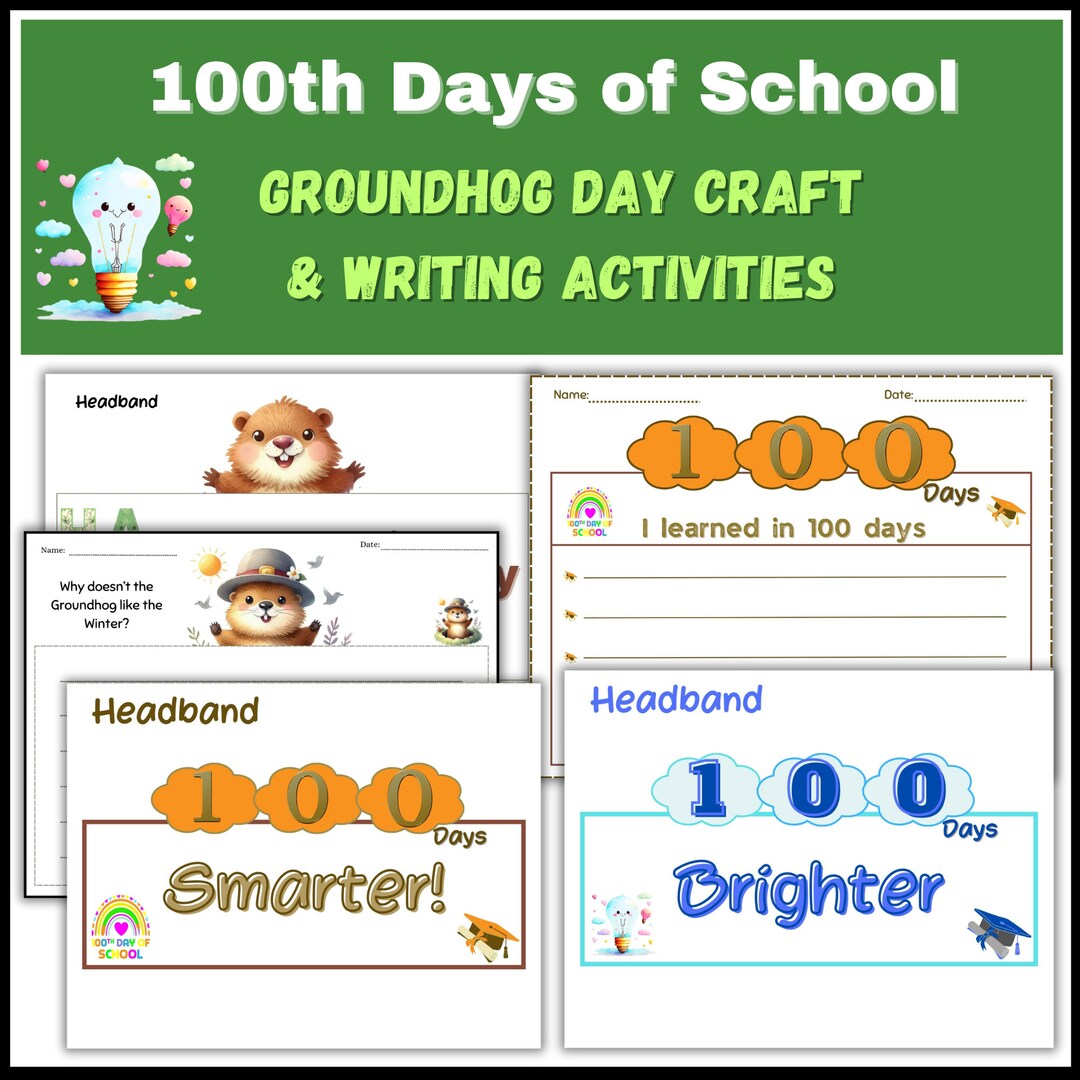 100 Days of School Worksheets Activity Craft and Writing Pages ...