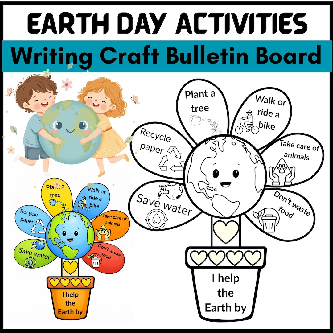 Earth Day Spring Flower Craft, Bulletin Board Art & Writing Craftivity ...