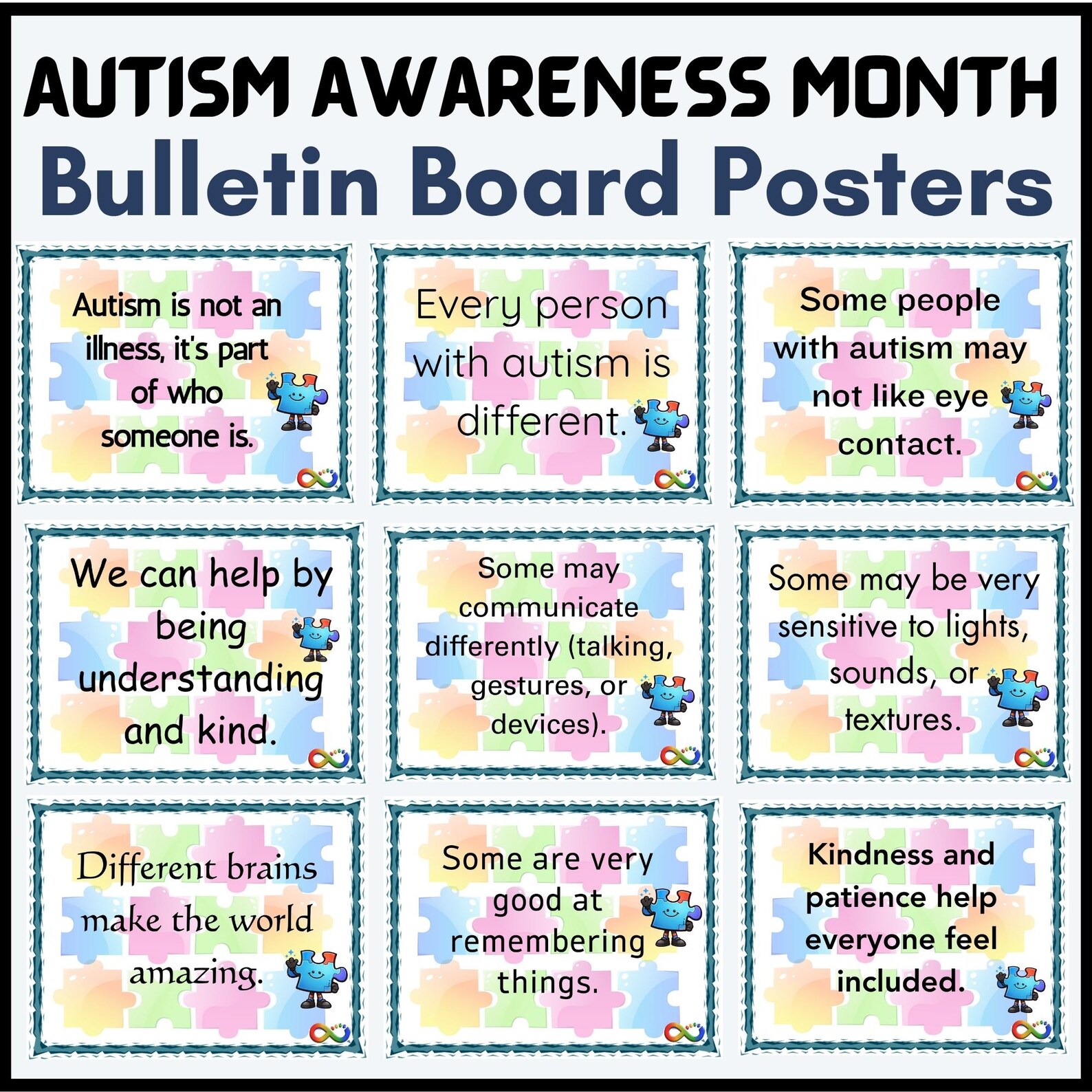 Autism Awareness Facts Posters Classroom Decor, Neurodiversity Bulletin ...