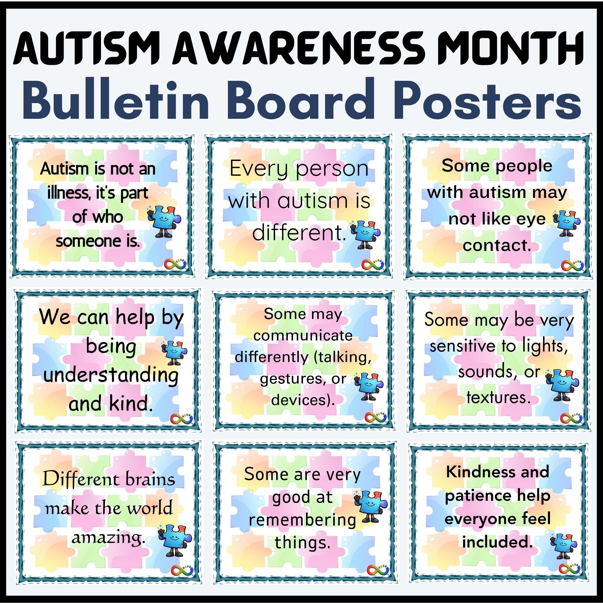 Autism Awareness Facts Posters Classroom Decor, Neurodiversity Bulletin ...