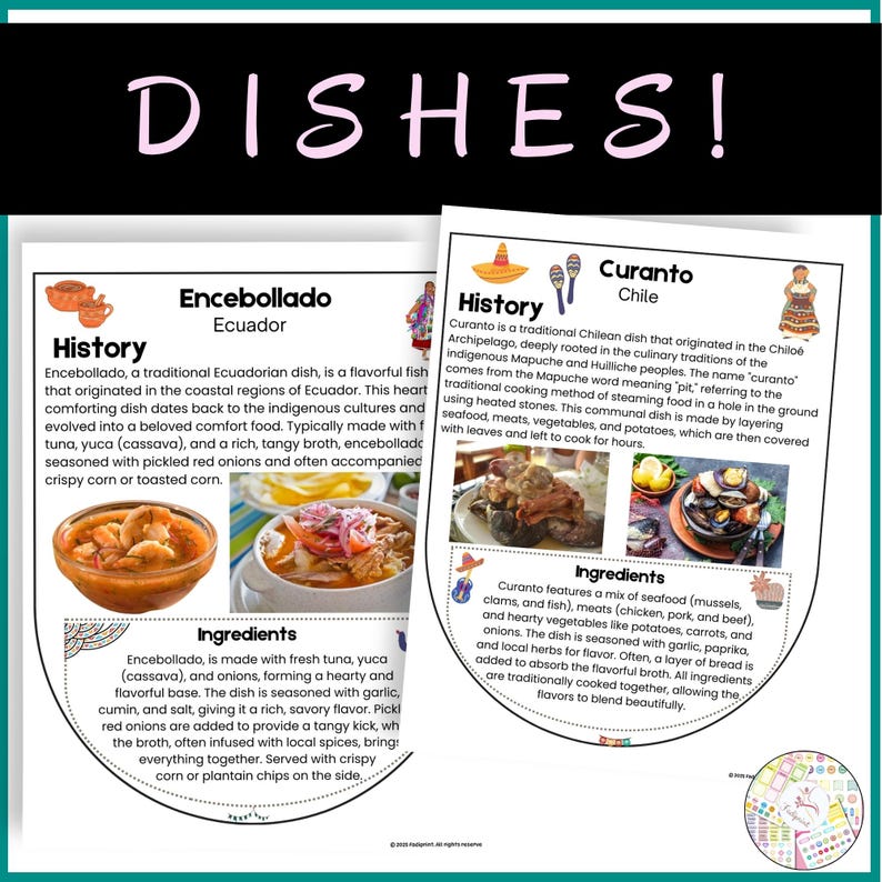 Hispanic Heritage Month Foods Posters Classroom Decor | Famous Dishes ...