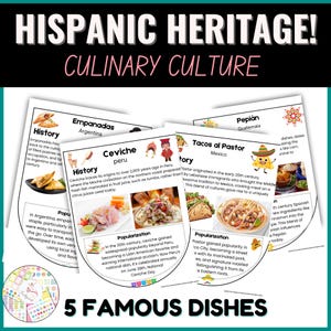 Hispanic Heritage Month Foods Posters Classroom Decor Famous Dishes of ...