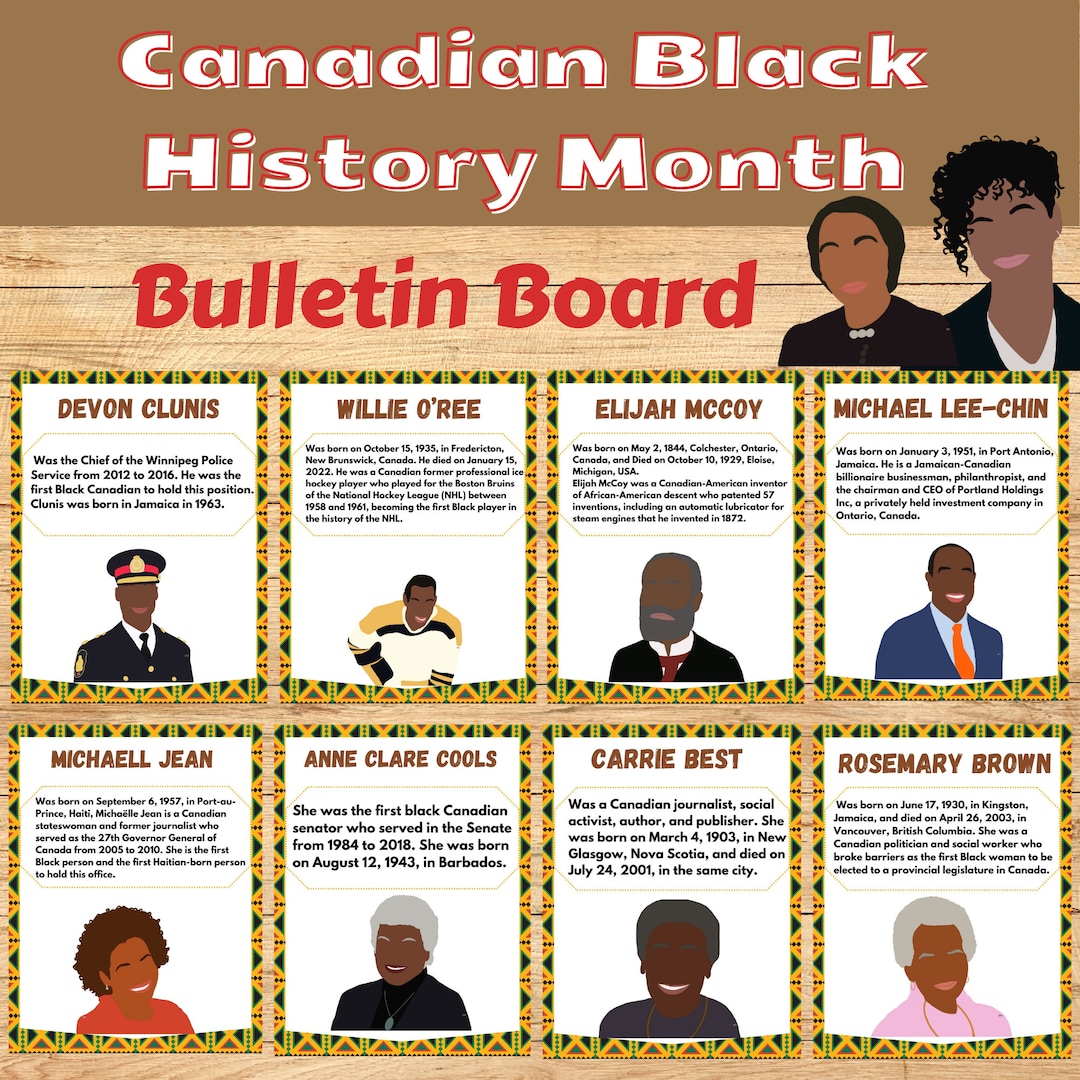 Canadian Black History Month Posters Bulletin Board Decor, African ...