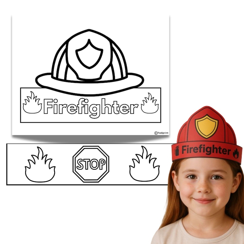 Fire Safety Week Activity: Firefighter Helmet Paper Crown Headbands ...