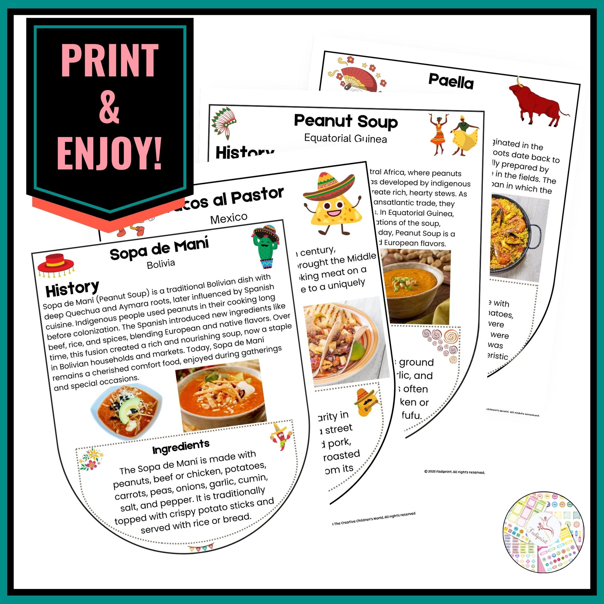 Hispanic Heritage Month Foods Posters Classroom Decor | Famous Dishes ...