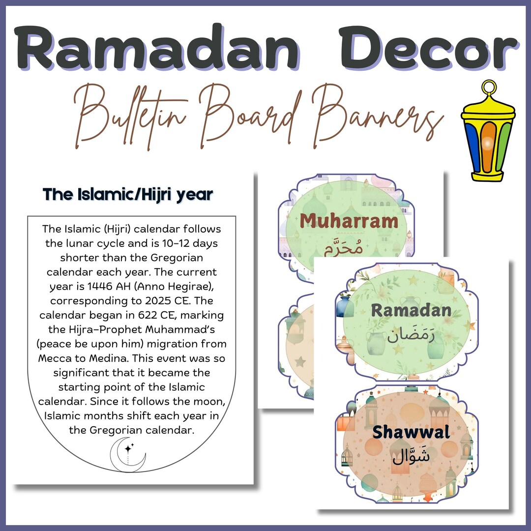 Islamic Hijri Calendar Banners | Ramadan Decor | 1446-1447 Hijri Year ...