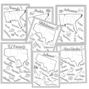 Native American Coloring Pages Map US Southeast Southwest Regions ...