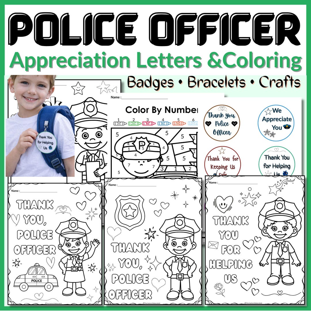Thank You Police Officer Community Helpers Coloring, Law Enforcement ...