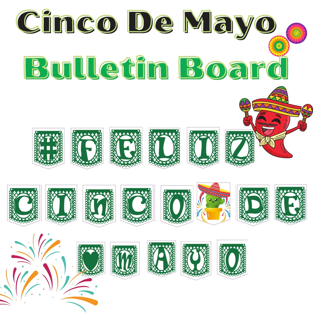 Fiesta Cinco De Mayo Bulletin Board Mexican Papel Picado Banners for ...