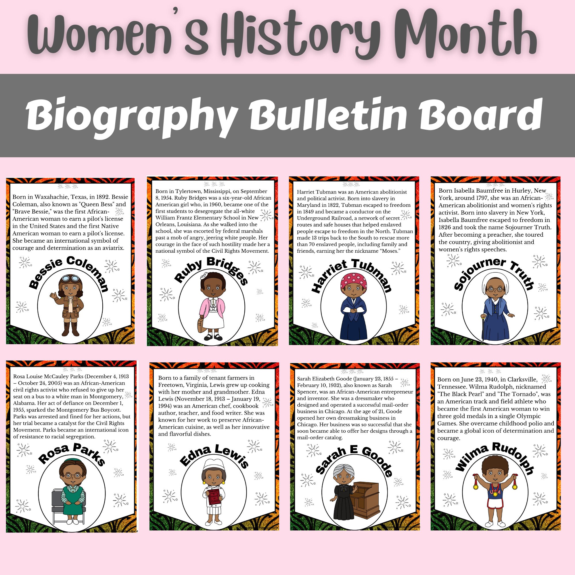 Women's History Month Bulletin Board |female Leaders Set of 9 ...