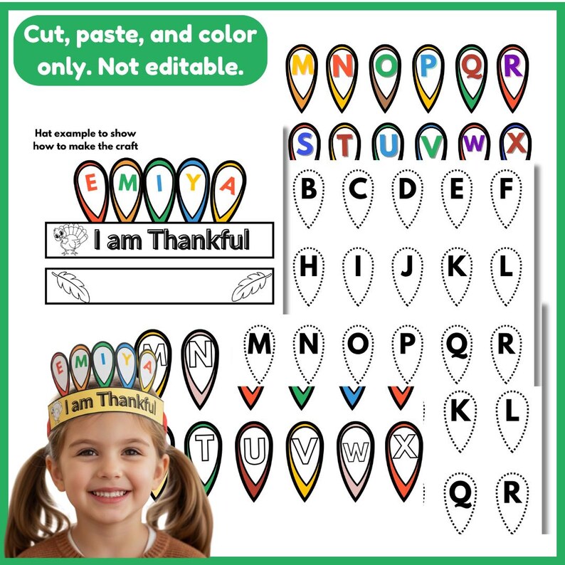 Pilgrims Craft for Kids Printable Thanksgiving Activity Turkey Name Hat ...