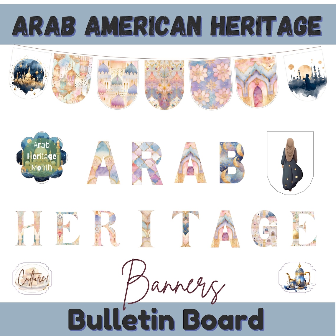 Arab American History Month Bulletin Board Classroom Decor Cultural ...
