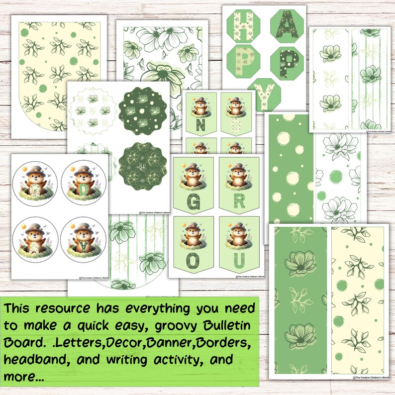 Groundhog Day Themed Bulletin Board Printable Winter Bulletin Board Kit ...