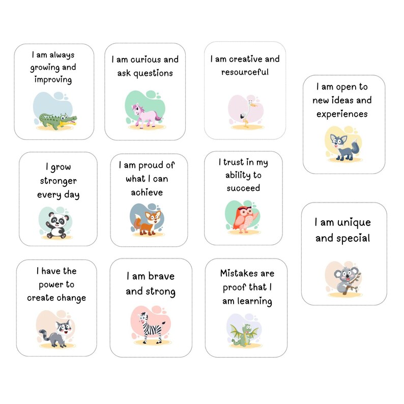 Positive Affirmation Cards for Kids Printable Children's Positive Cards ...