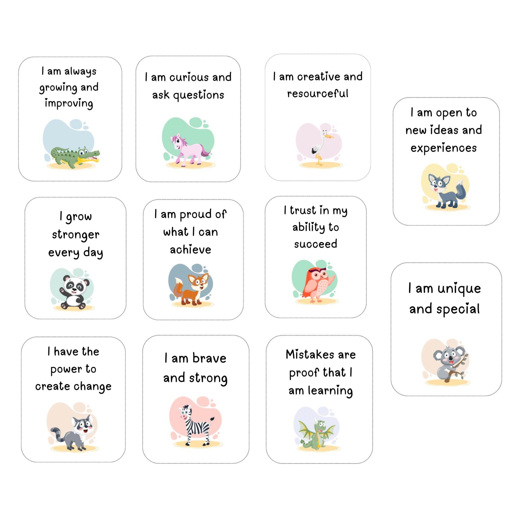Positive Affirmation Cards for Kids Printable Children's Positive Cards ...