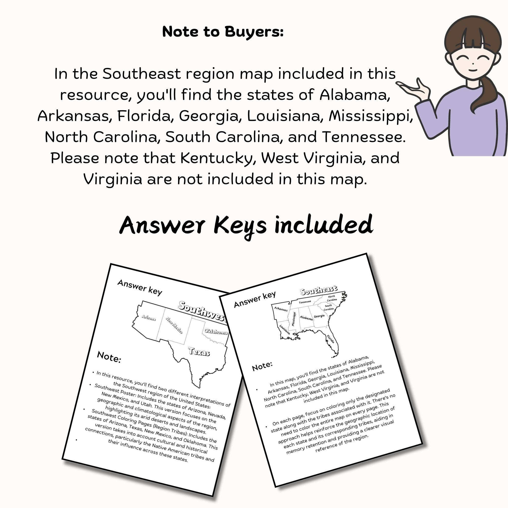 Native American Coloring Pages Map US Southeast Southwest Regions ...