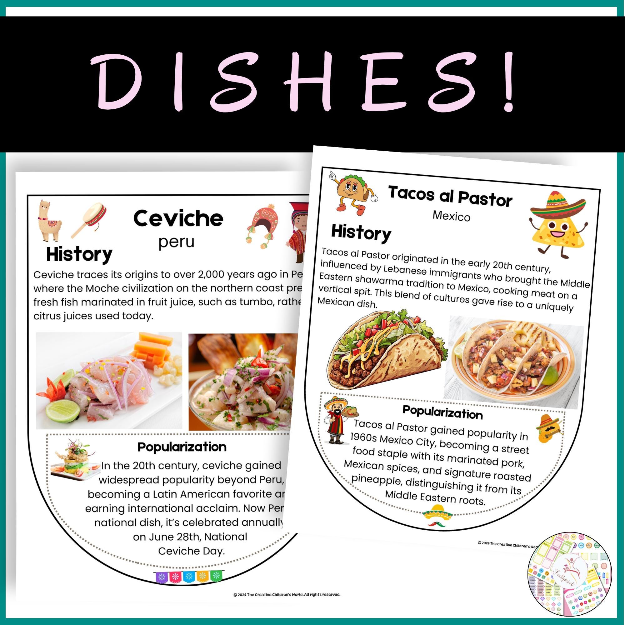 Hispanic Heritage Month Foods Posters Classroom Decor Famous Dishes of ...