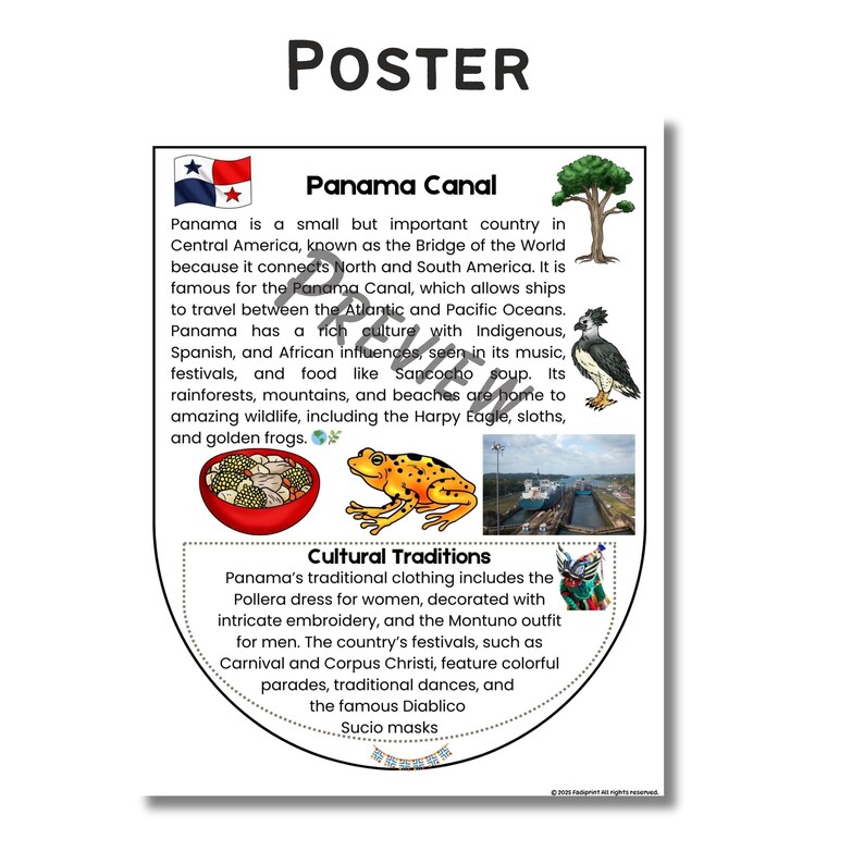 Panama Country Study Hispanic Heritage Month Activities Posters Panama ...