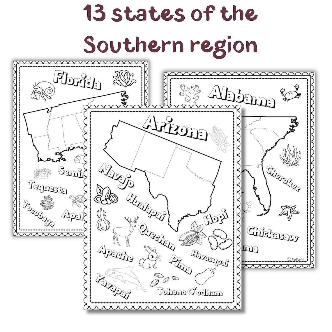 Native American Coloring Pages Map US Southeast Southwest Regions ...