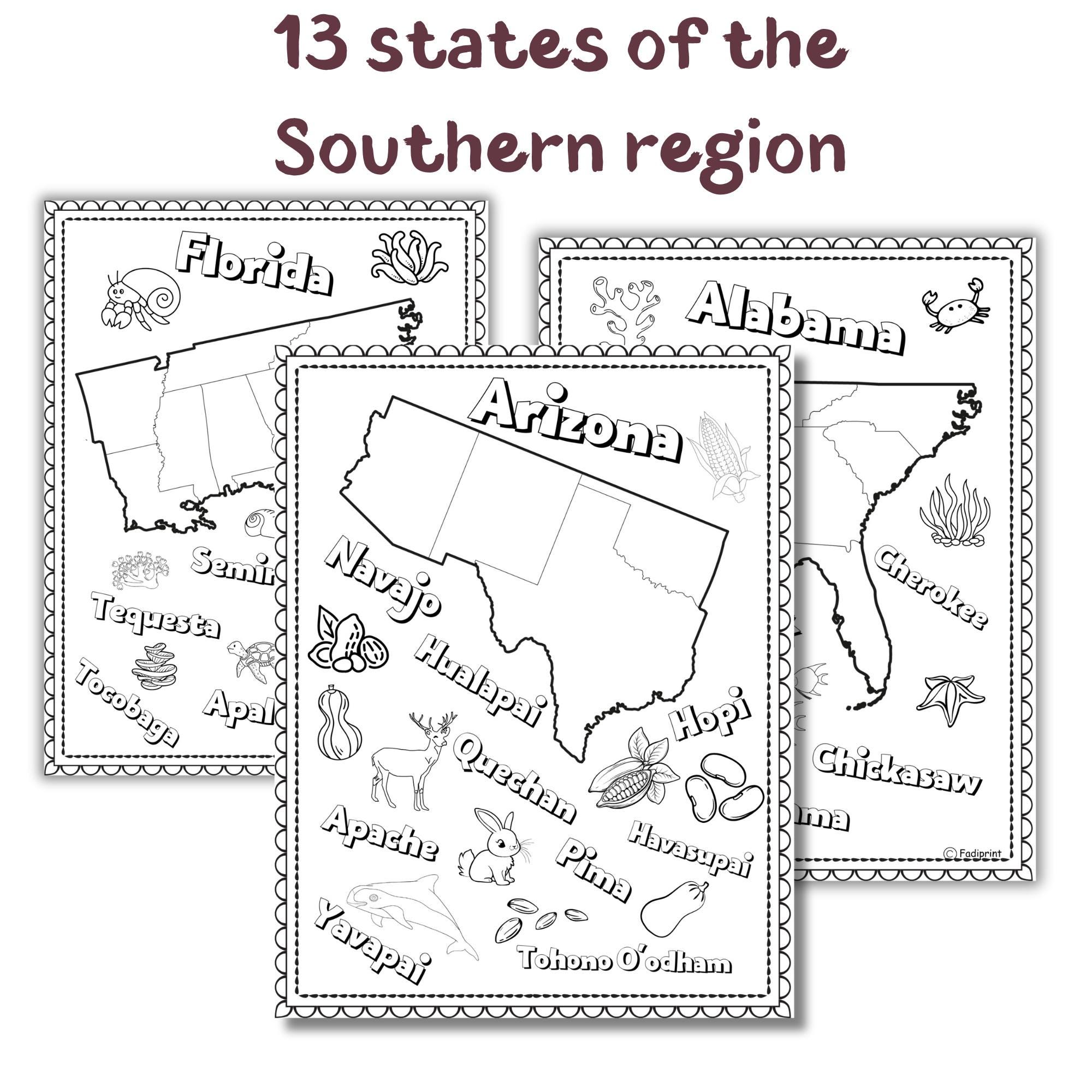 Native American Coloring Pages Map US Southeast Southwest Regions ...