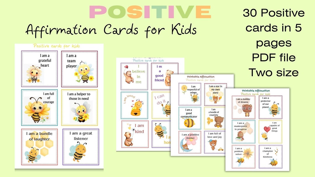 Positive Printable Affirmation Cards for Kids Posters - Etsy