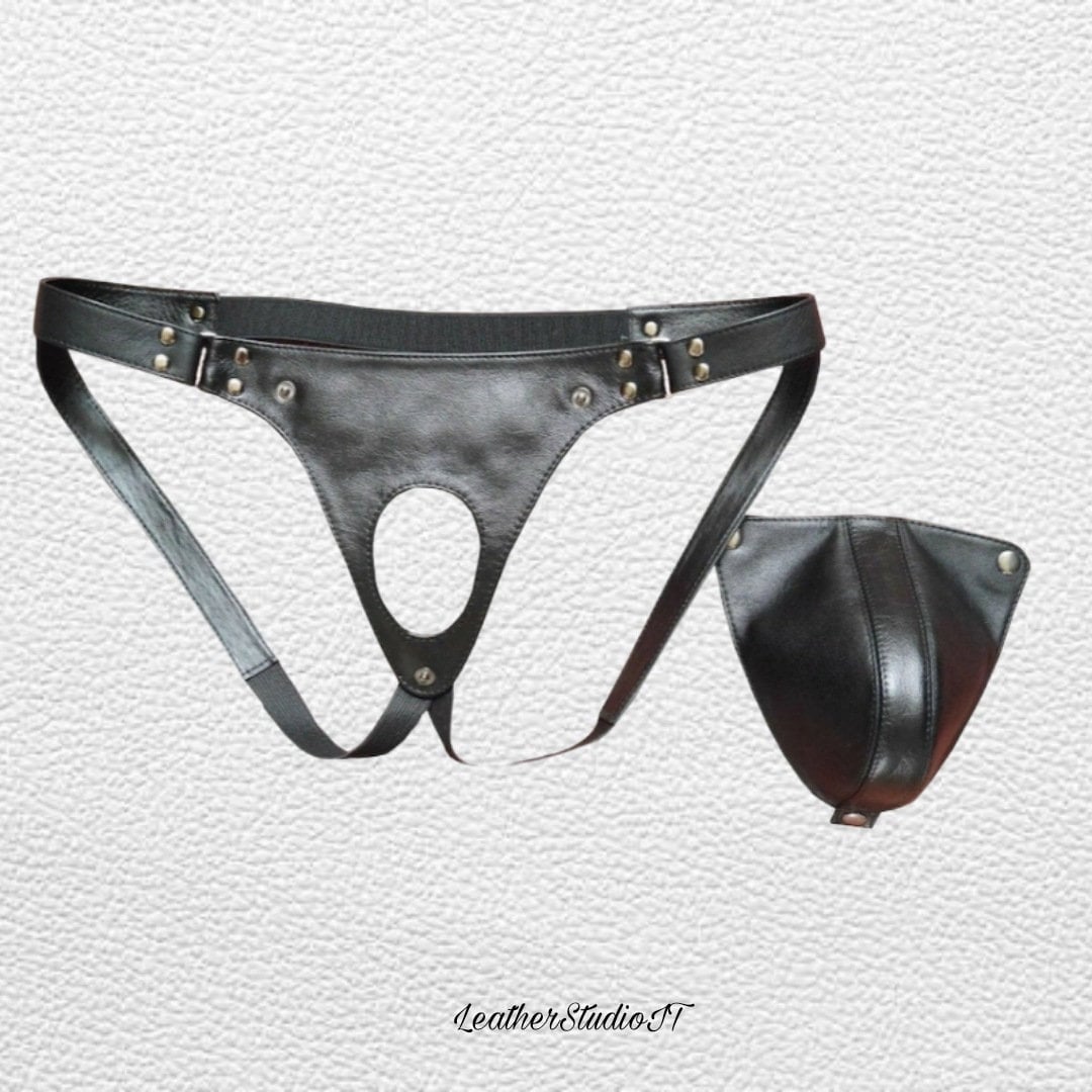 Men Underwear Genuine Real Lambskin Leather Cod Piece Thong Jock ...