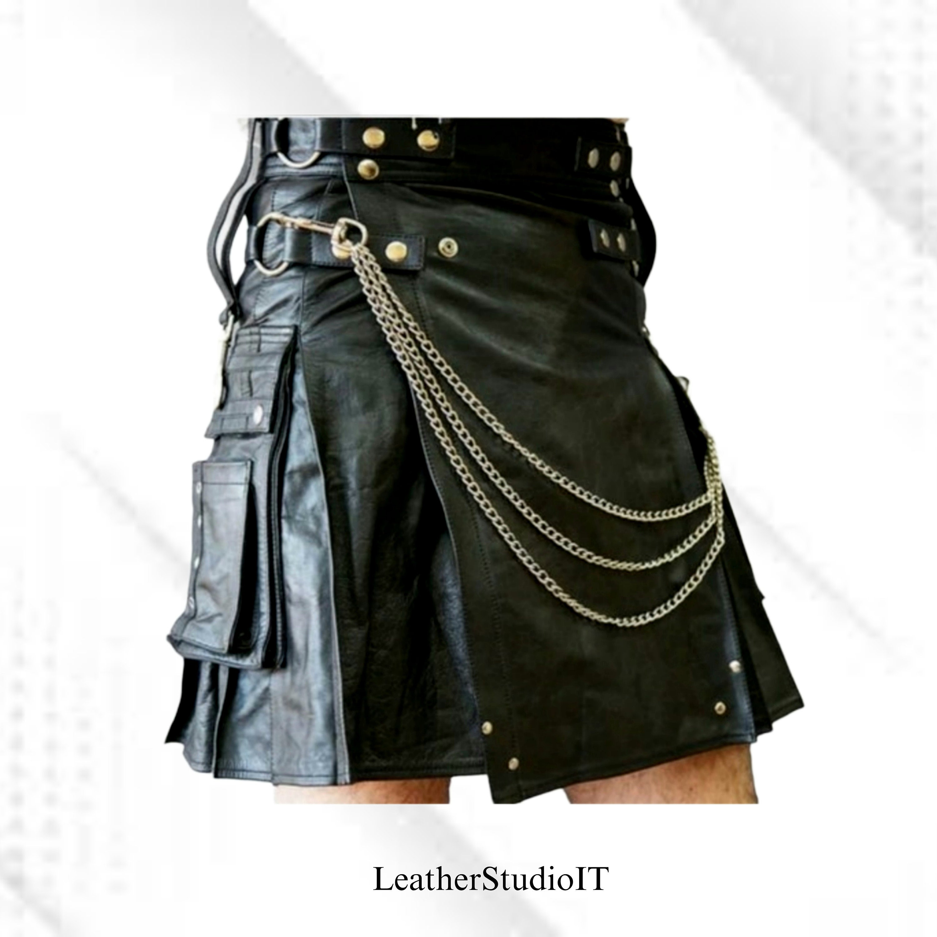Cow Leather Warrior Kilt Steampunk Kilt Genuine Leather Kilt Men Kilt ...