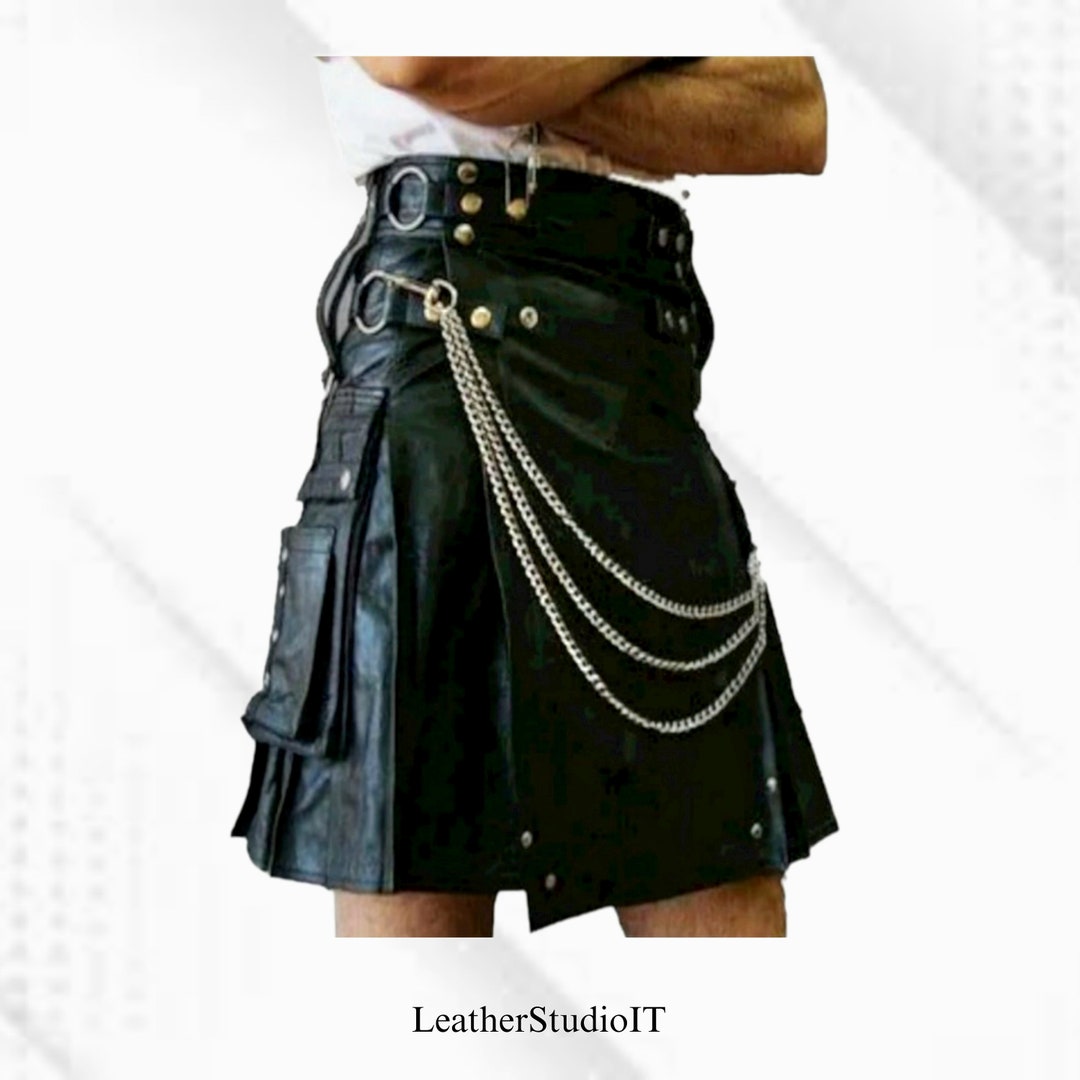 Cow Leather Warrior Kilt Steampunk Kilt Genuine Leather Kilt Men Kilt ...