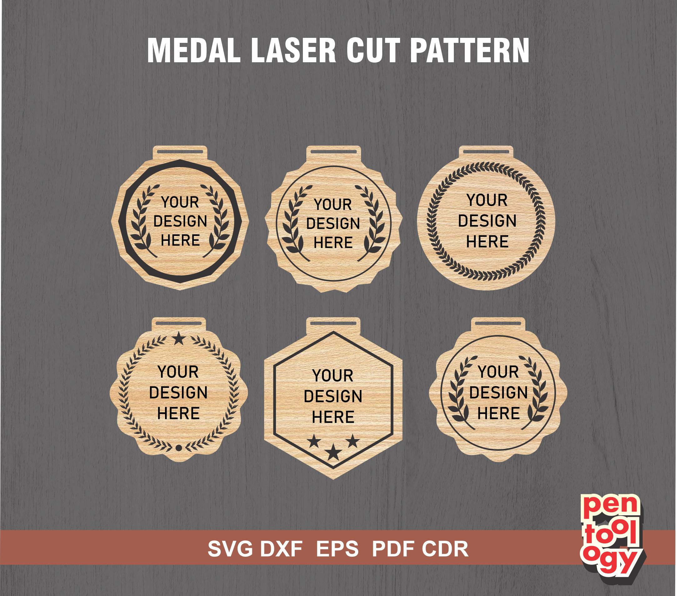 Medal Shape Cut Pattern, Medal Laser Cut File, Wooden Medal Designs ...
