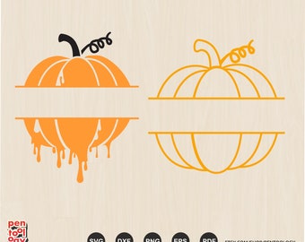 Pumpkin Split Monogram Svg, Happy Halloween, Thanksgiving, Pumpkin ...