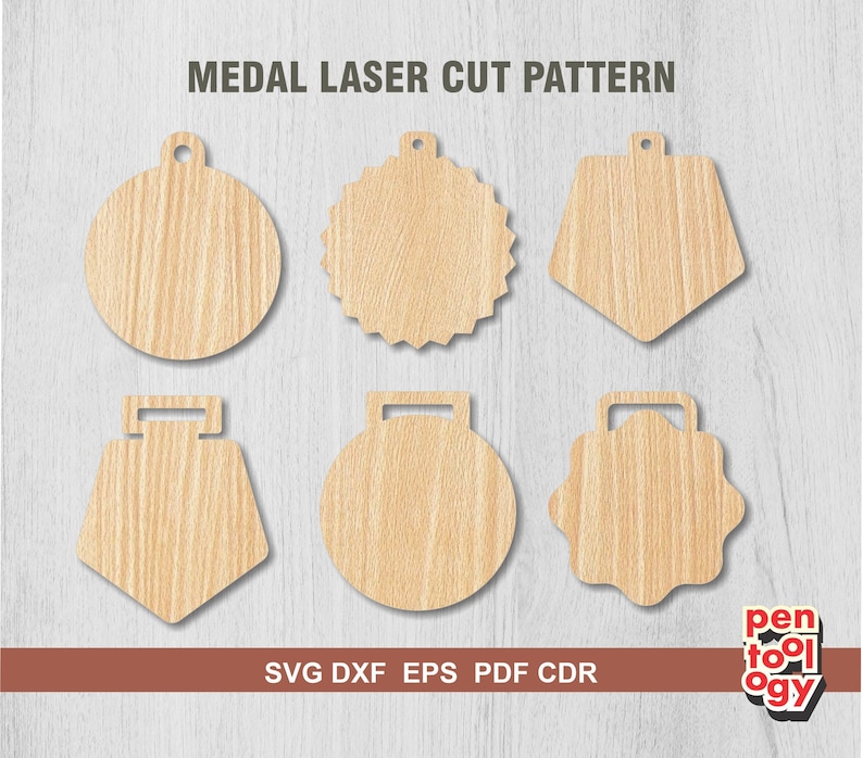 Medal Laser Cut Pattern, Wooden Medal Cutting Template, Award Shape ...