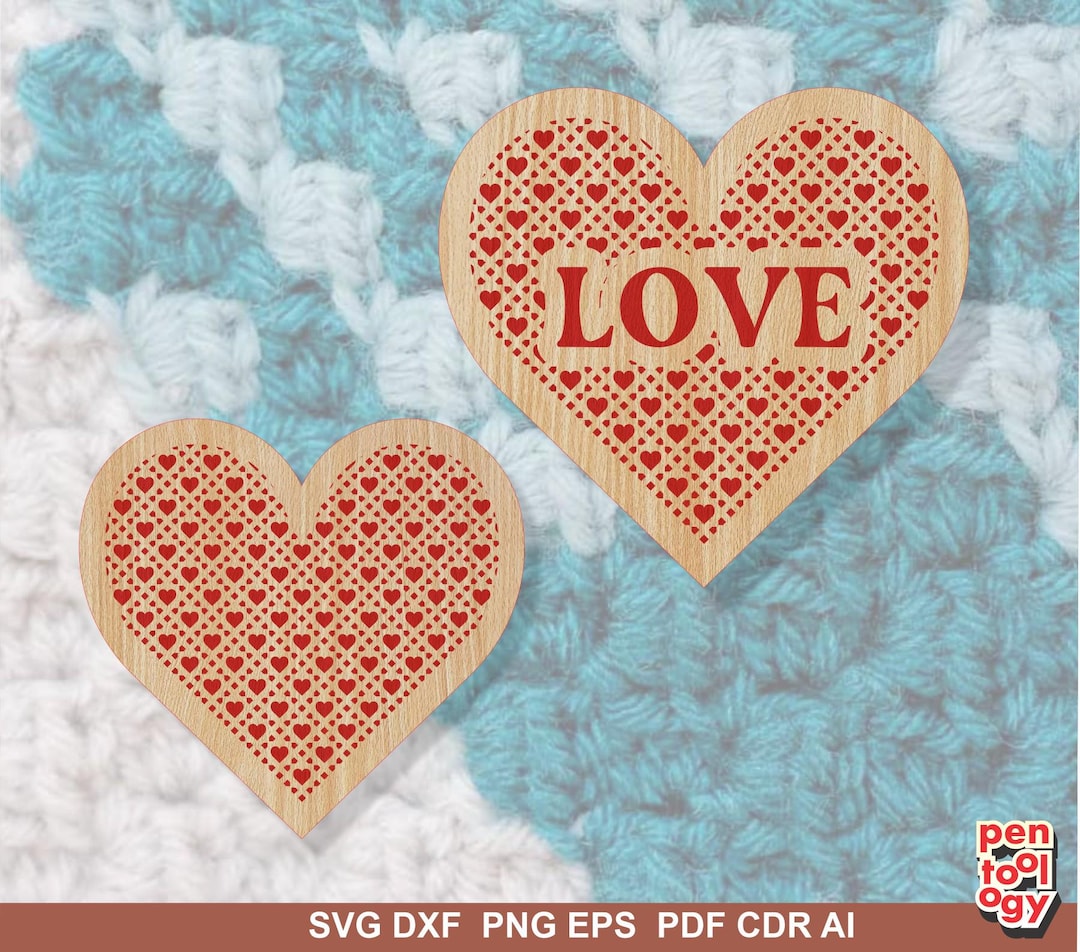 Layered Heart SVG | 2 Layer Wood Heart Laser Cut File | Love Heart Svg ...