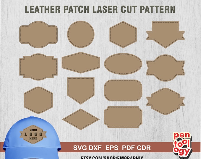 Hat Patch Laser File, Leather Hat Patches Cut Pattern SVG Dxf Pdf Cdr ...
