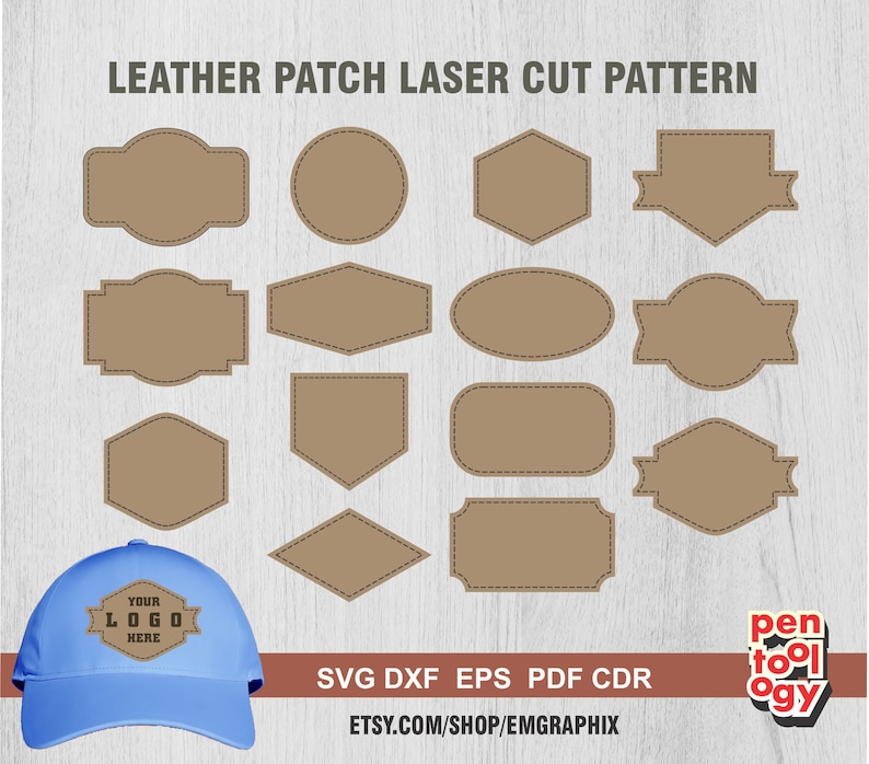 Hat Patch Laser File, Leather Hat Patches Cut Pattern SVG Dxf Pdf Cdr ...