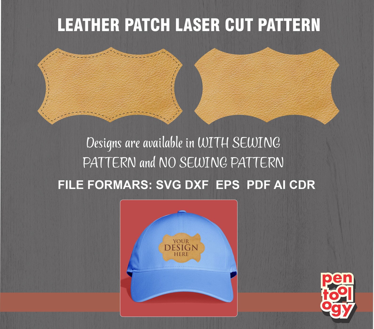 Leather Patch Laser Cut Pattern, Hat Patch Cut File, SVG Dxf Pdf Cdr ...