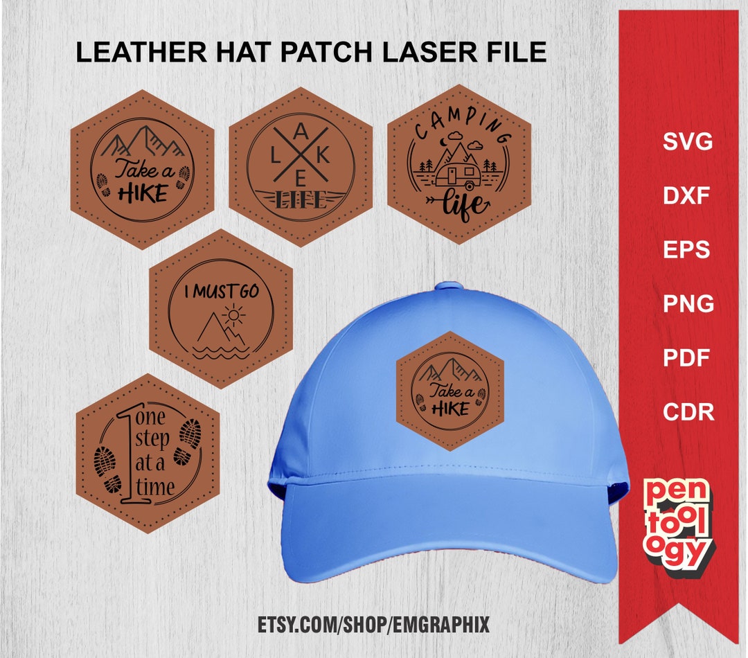 Leather Patch SVG, Outdoor Hat Patch Laser Template, SVG Dxf Eps Cdr Vector Files for Laser ...