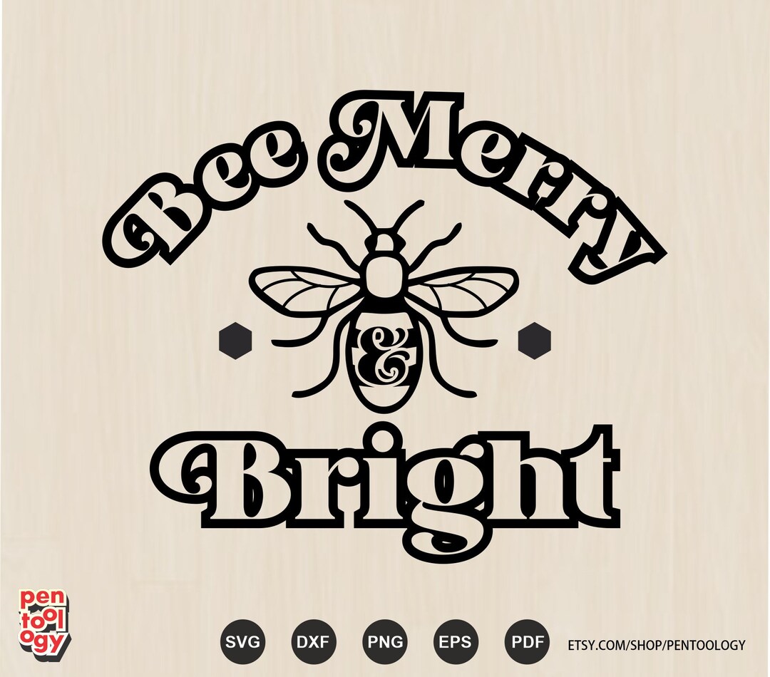 Bee Merry & Bright SVG, Bee T-shirt Design | Unique Bee Christmas ...