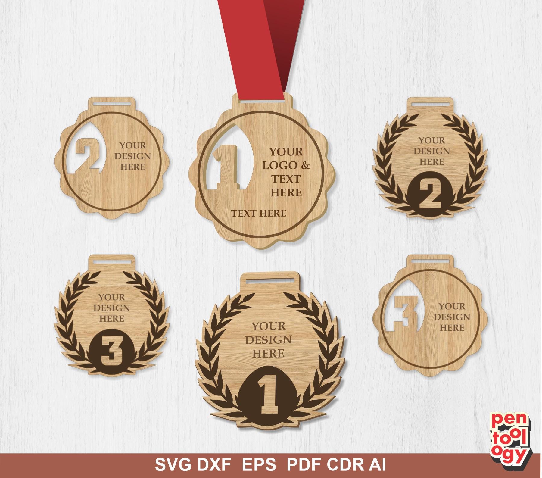 Medal Shapes Cut Pattern, Medal Laser Cutting File, Wooden Medal ...