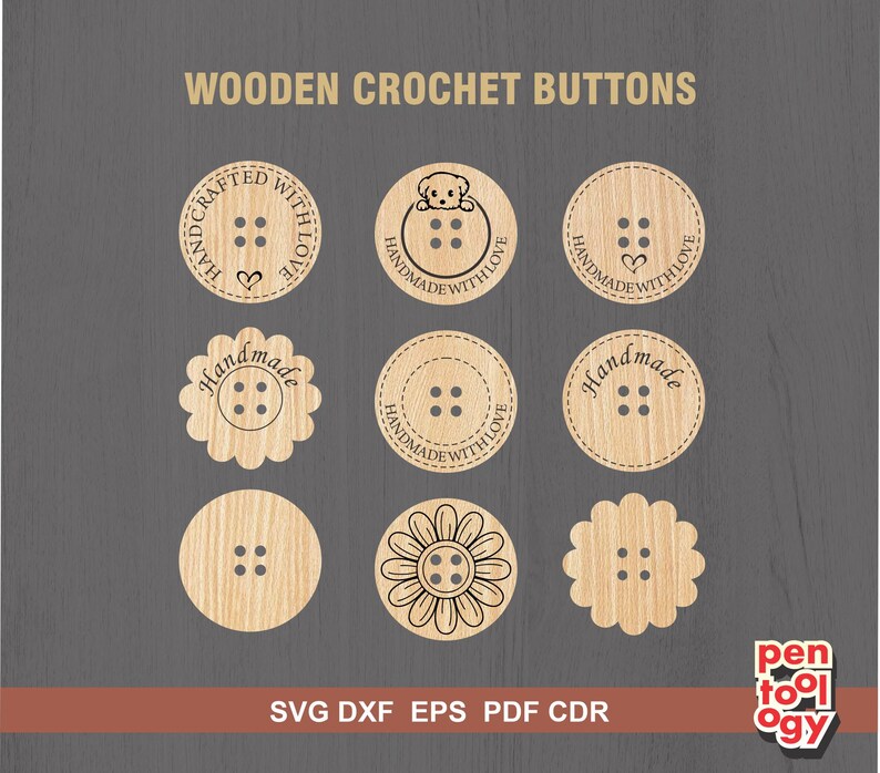 Handmade Button Laser Cut Pattern, Wooden Button Cutting File, Product ...