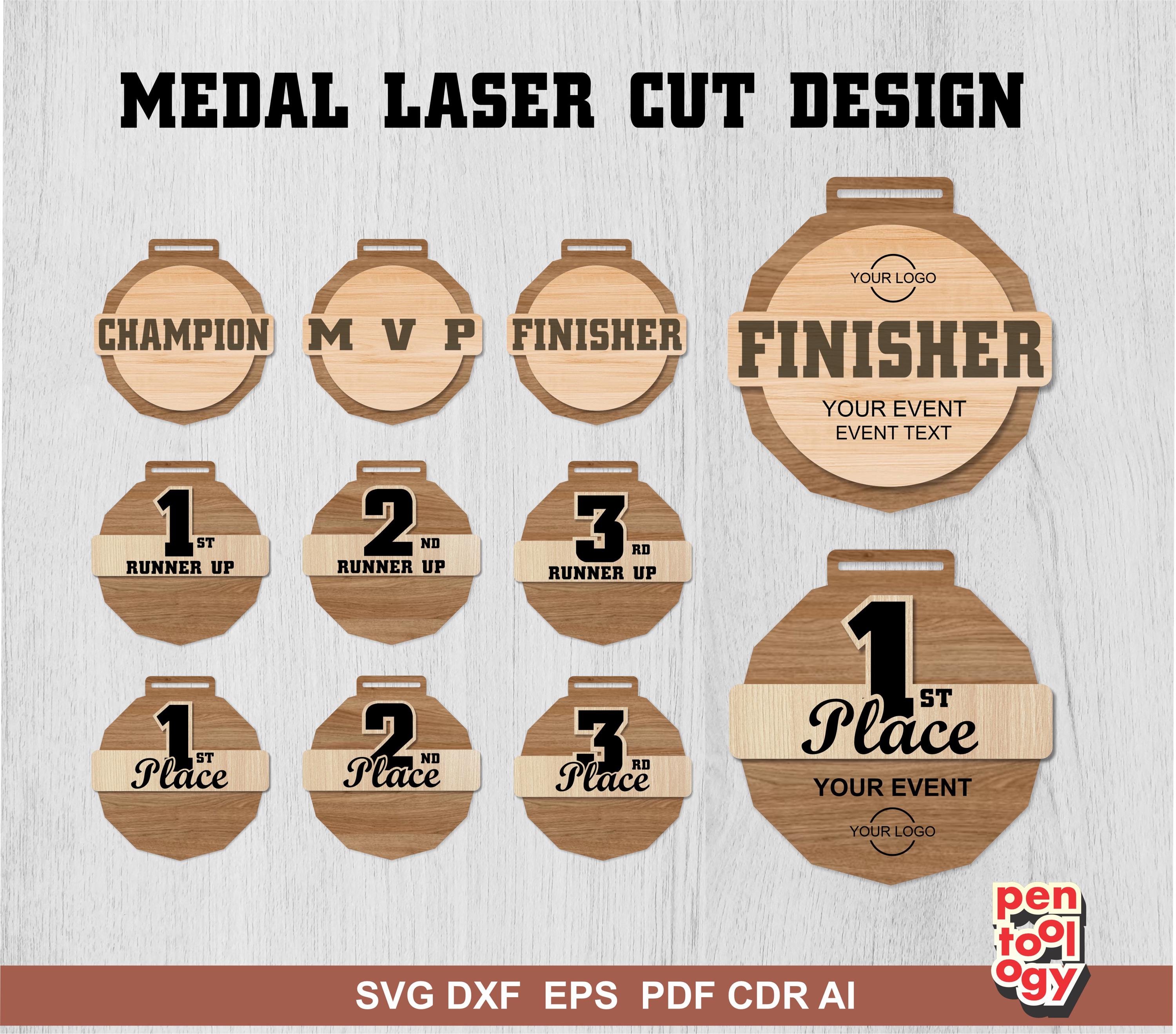 Medal Shape Cut Pattern, Medal Laser Cut File, Wooden 2 Layer Award ...