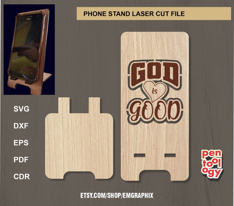 God is Good SVG, Cell Phone Stand Laser Cut File, Christian Theme Phone ...