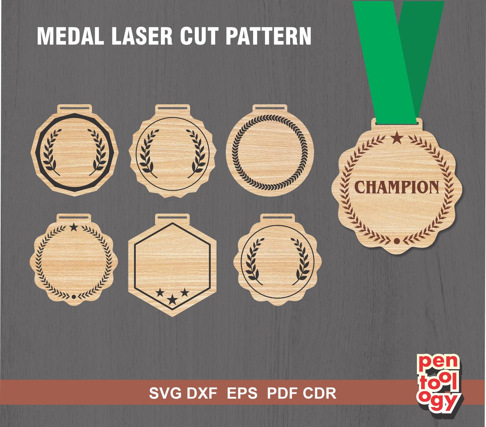 Laser Cut Medal SVG Bundle | Award Medal Template | Trophy Medal ...