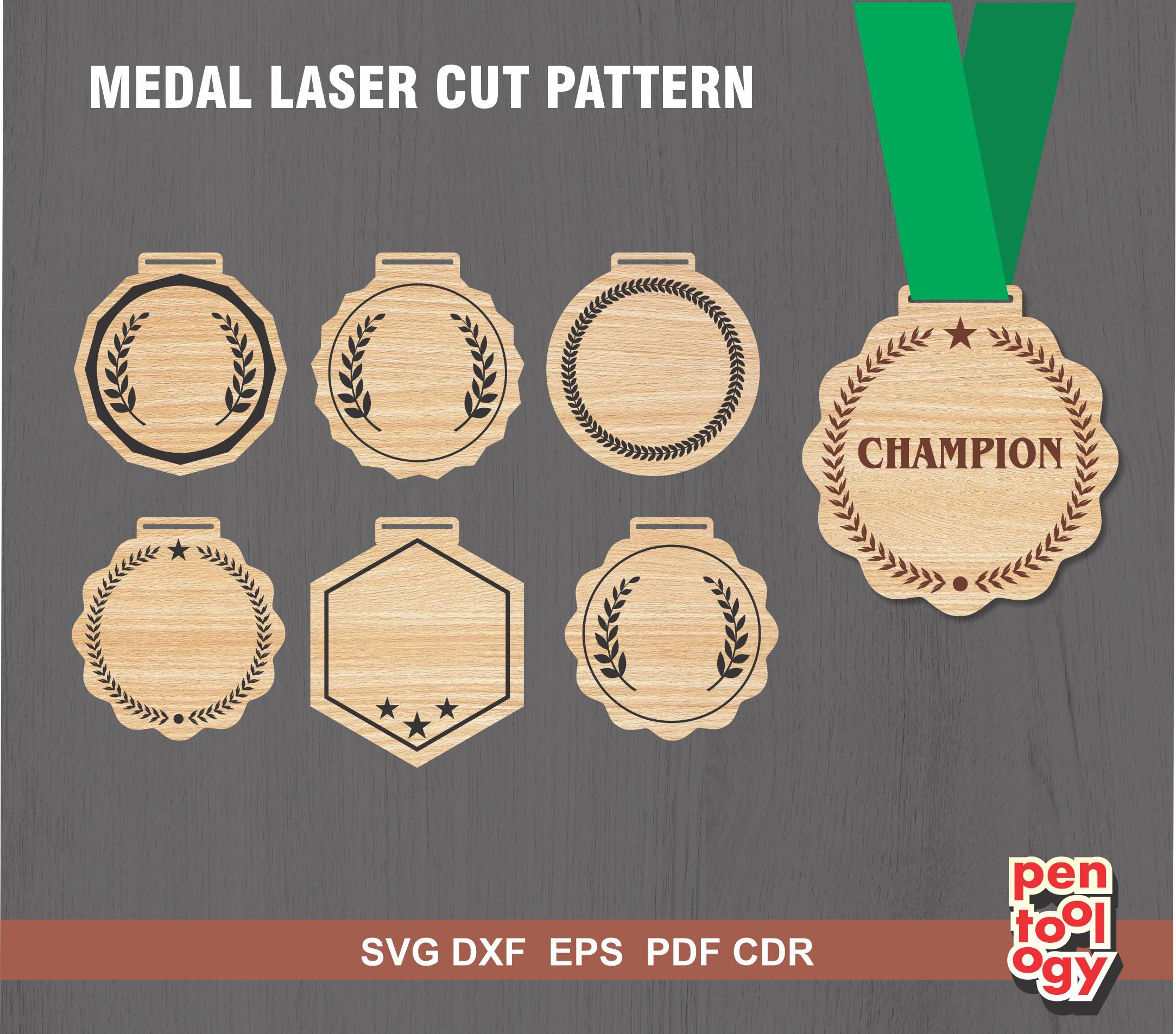 Medal Shape Cut Pattern, Medal Laser Cut File, Wooden Medal Designs ...
