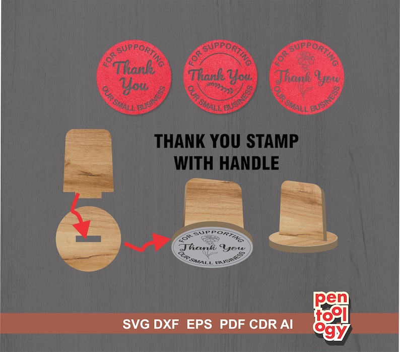 Stamp Svg - Thank You Stamp With Handle, DIY Stamp Laser File Template ...