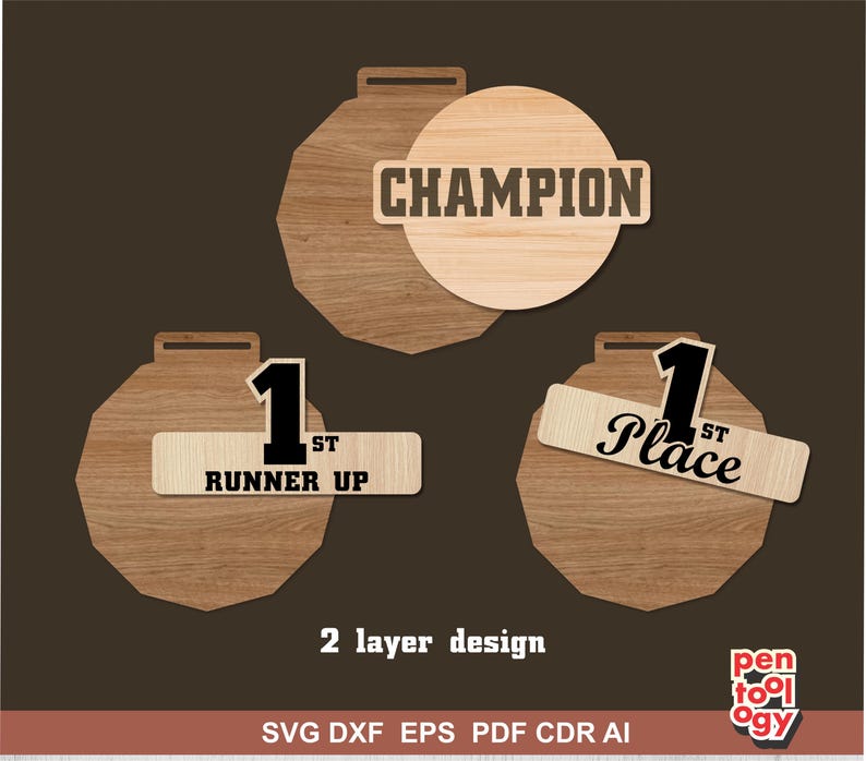 Medal Shape Cut Pattern, Medal Laser Cut File, Wooden 2 Layer Award ...