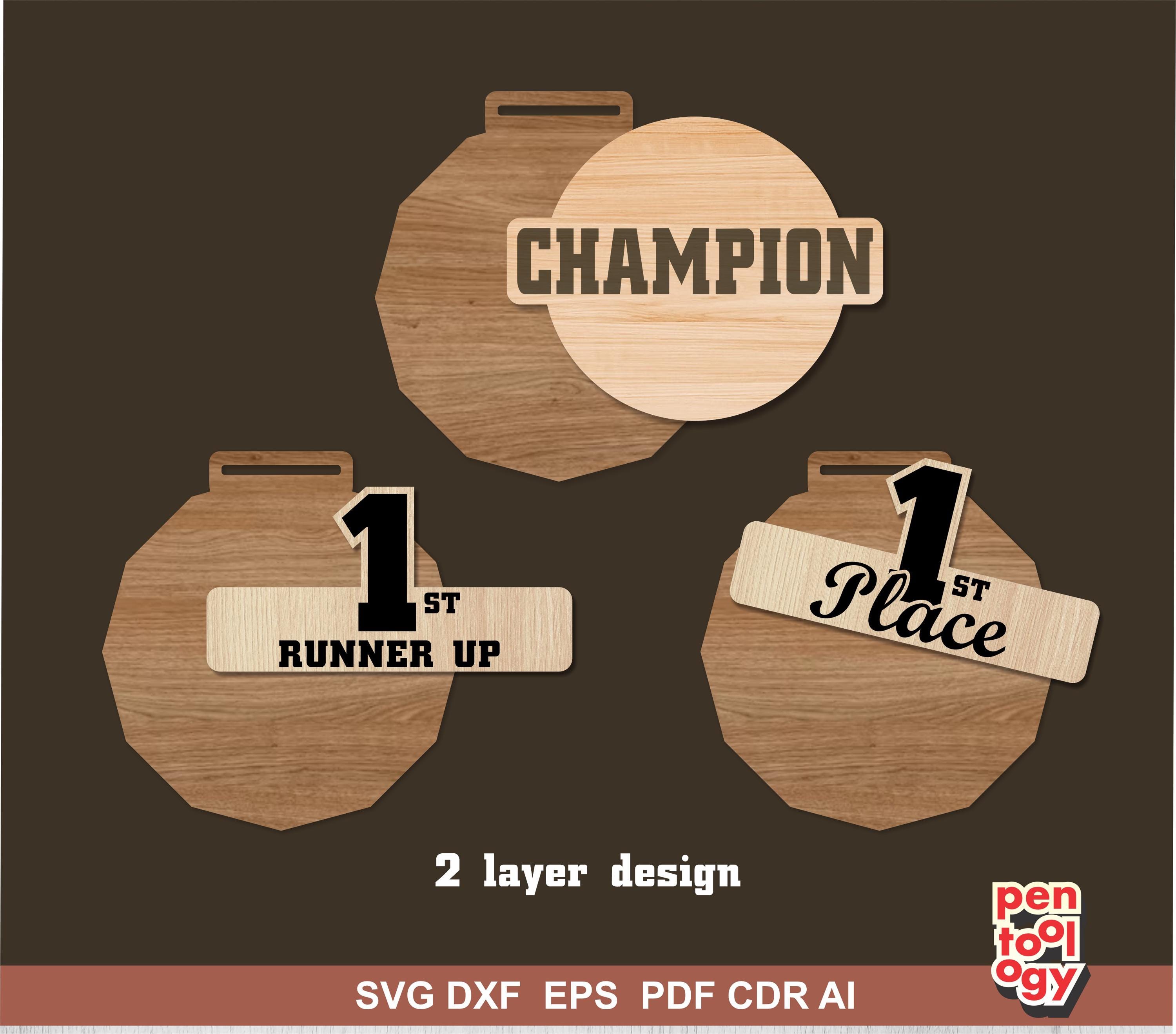 Medal Shape Cut Pattern, Medal Laser Cut File, Wooden 2 Layer Award ...