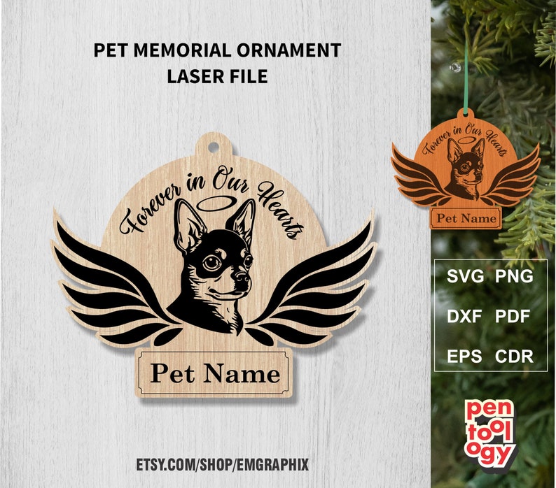 Personalize Chihuahua Dog Memorial Ornament, Forever in Our Hearts ...