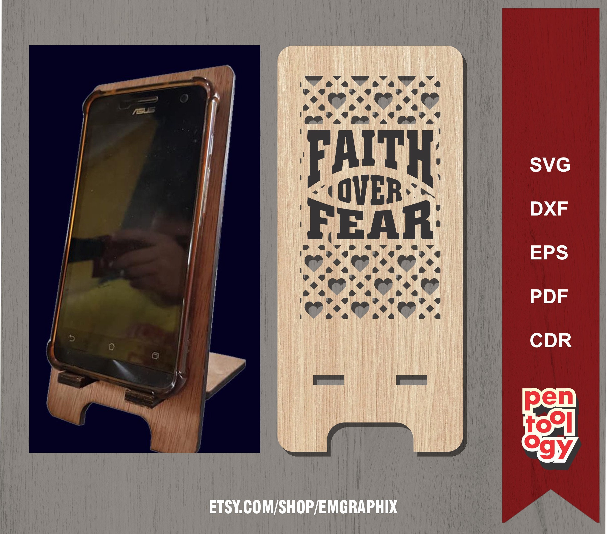 Cell Phone Stand Laser Cut File, Christian Theme Phone Holder Cut ...