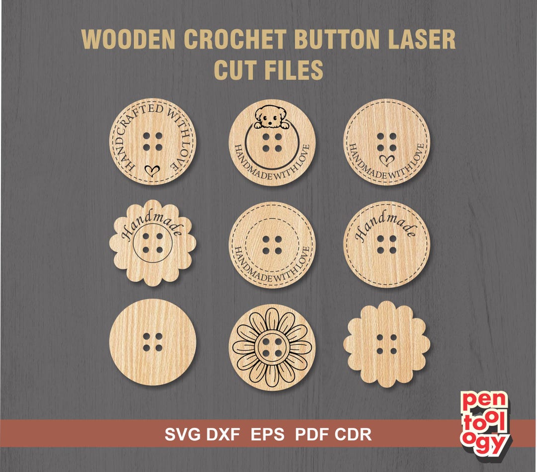 Handmade Button Laser Cut Pattern, Wooden Button Cutting File, Product ...